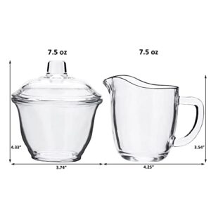 Nicunom Glass Sugar and Creamer Set for Coffee and Tea, Clear Cream Pitcher and Sugar Bowl with Lid, Cream Jug Sugar Jar, Coffee Serving Set