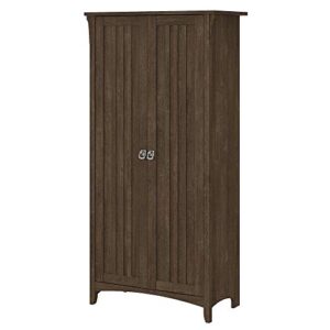 bush furniture salinas kitchen pantry cabinet with doors, ash brown