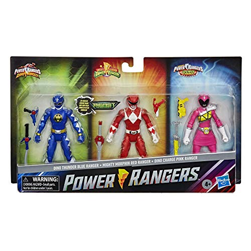 Power Rangers Beast Morphers Special Episode 3-Pack Action Figure Toys Dino Thunder Blue Ranger, Mighty Morphin Red Ranger, Dino Charge Pink Ranger (Amazon Exclusive)