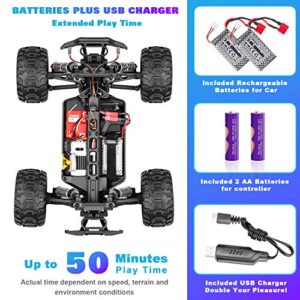 PHYWESS RC Cars Remote Control Car for Boys 2.4 GHZ High Speed Racing Car, 1:16 RC Trucks 4x4 Offroad with Headlights, Electric Rock Crawler Toy Car Gift for Kids Adults Girls