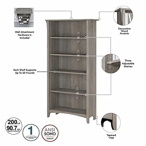 Bush Furniture Salinas Tall 5 Shelf Bookcase