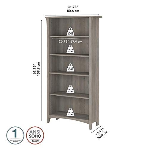 Bush Furniture Salinas Tall 5 Shelf Bookcase