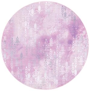 safavieh machine washable slip resistant collection 5' round light purple/pink inspired by disney's frozen ii - spirit kids bedroom nursery playroom area rug