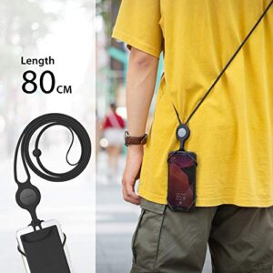 【Bone】 Crossbody Lanyard Phone Tie 2nd Card Holder for Phone Universal Crossbody Phone Lanyard for iPhone 13 12 11 Pro Max Mini, Adjustable Silicone Lanyard, Fits Phone 4-6.7" - Black