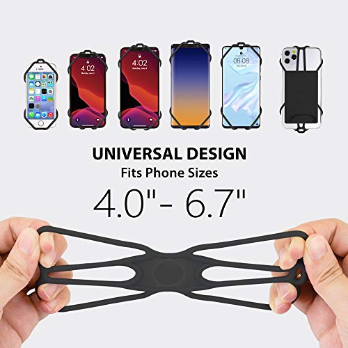 【Bone】 Crossbody Lanyard Phone Tie 2nd Card Holder for Phone Universal Crossbody Phone Lanyard for iPhone 13 12 11 Pro Max Mini, Adjustable Silicone Lanyard, Fits Phone 4-6.7" - Black