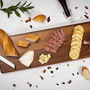 BirdRock Home 31.5” Acacia Wooden Cheese Serving Board with Handle - Large - Extra Long - Party Charcuterie for Appetizers Food Kitchen Platter - Bread Meat Fruit Display - Natural Wood - Espresso