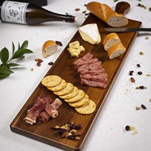 BirdRock Home 31.5” Acacia Wooden Cheese Serving Board with Handle - Large - Extra Long - Party Charcuterie for Appetizers Food Kitchen Platter - Bread Meat Fruit Display - Natural Wood - Espresso