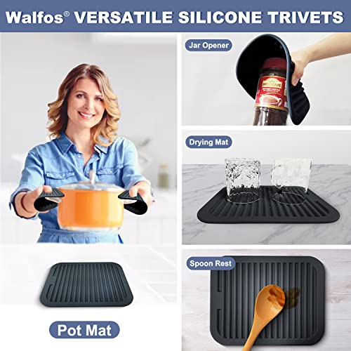 Walfos Silicone Trivets For Hot Pots and Pans - Heat Resistant Hot Pads For Kitchen Counter- Multi-Purpose & Versatile Trivet Mat - Durable & Flexible Silicone Hot Pad