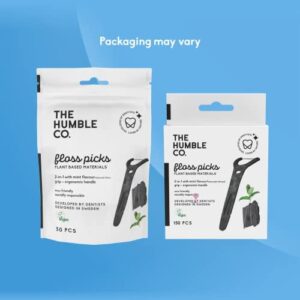 The Humble Co. Floss Picks (200 Count) – Sustainable, Plant Based and Eco-Friendly Natural Dental Floss Picks with Grip Handle for Dental Hygiene, Oral Care, and Gum Health, Cruelty Free (Mint)