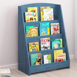 Magazine Rack Newspaper Holder Book Shelf Storage Rack Stratification Floor-Standing Display Rack Materials Robust 60X30X88CM MUMUJIN (Color : Blue)