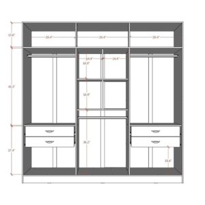 Manhattan Comfort Eldridge Modern Contemporary 4 Drawer Freestanding Bedroom Armoire, 90.5", Maple Cream