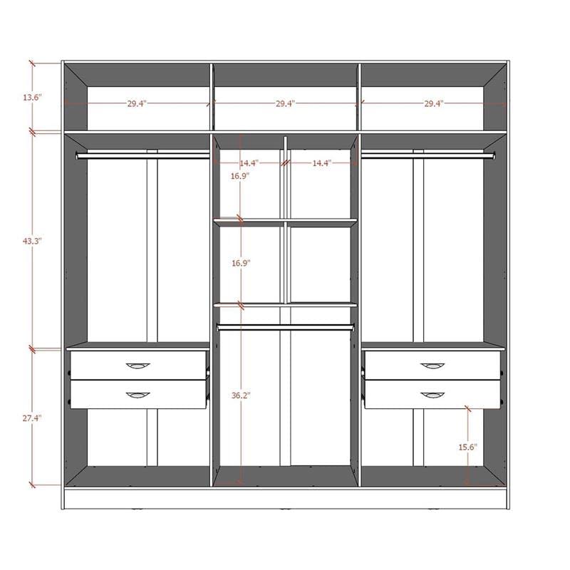 Manhattan Comfort Eldridge Modern Contemporary 4 Drawer Freestanding Bedroom Armoire, 90.5", Maple Cream