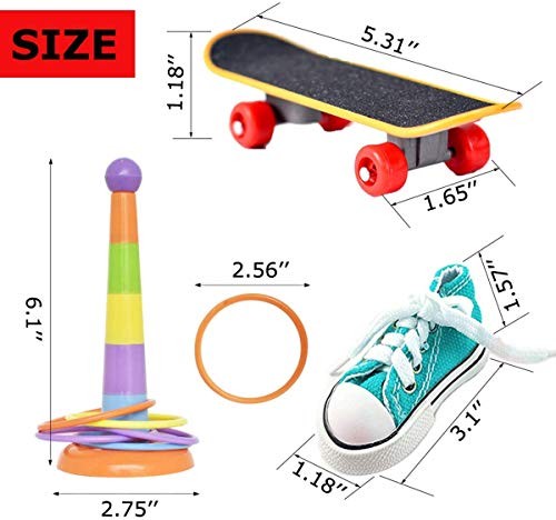 Parrot Toys 7PCS, Mini Shopping Cart - Training Rings - Skateboard, Shoes and Ball - Parrot Standing Training Toys Parrot Intelligence Toy for Budgie Parakeet Cockatiel Bird Toy Part (Color Random)