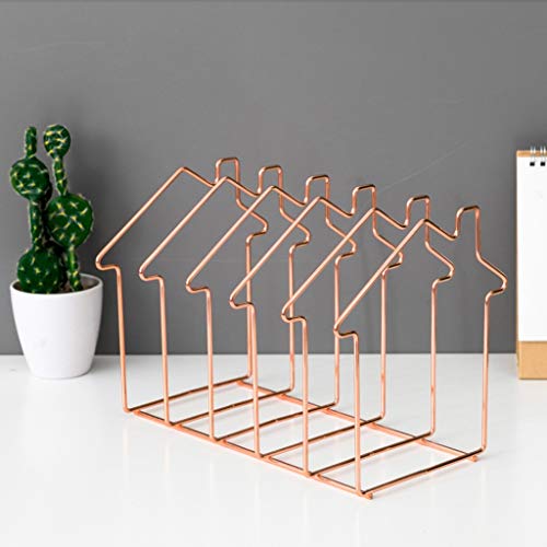 Book Shelf Magazine Rack Newspaper Rack Bookend Storage Rack Metal Wire Letter Rack Display Stand Support Rack Desk Office 26X17.3X18.5CM MUMUJIN (Color : A)