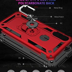 YZOK Compatible with Moto E 2020 case,Motorola E case,with HD Screen Protector,[Military Grade] Ring Car Mount Kickstand Hybrid Hard PC Soft TPU Shockproof Protective Case for Motorola Moto E (Red)