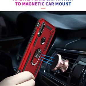 YZOK Compatible with Moto E 2020 case,Motorola E case,with HD Screen Protector,[Military Grade] Ring Car Mount Kickstand Hybrid Hard PC Soft TPU Shockproof Protective Case for Motorola Moto E (Red)