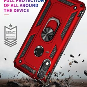 YZOK Compatible with Moto E 2020 case,Motorola E case,with HD Screen Protector,[Military Grade] Ring Car Mount Kickstand Hybrid Hard PC Soft TPU Shockproof Protective Case for Motorola Moto E (Red)