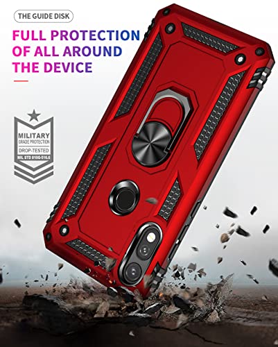 YZOK Compatible with Moto E 2020 case,Motorola E case,with HD Screen Protector,[Military Grade] Ring Car Mount Kickstand Hybrid Hard PC Soft TPU Shockproof Protective Case for Motorola Moto E (Red)