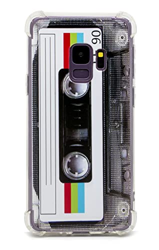 FAteamll Case for Galaxy S9,with Reinforced Corners TPU Soft Bumper Retro Cassette Tape Case Compatible with Samsung Galaxy S9