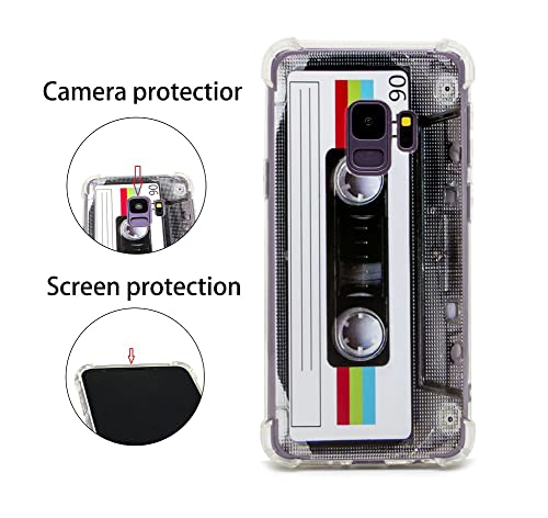 FAteamll Case for Galaxy S9,with Reinforced Corners TPU Soft Bumper Retro Cassette Tape Case Compatible with Samsung Galaxy S9