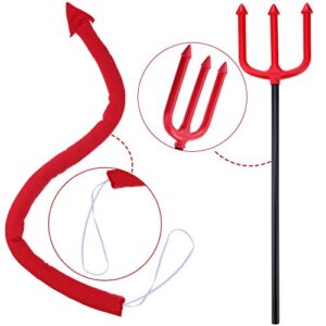 Halloween Devil Costume Red Light up LED Devil Headband Halloween Devil Costume Set Devil Tail Devil Fork