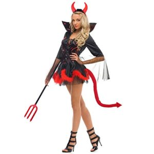 Halloween Devil Costume Red Light up LED Devil Headband Halloween Devil Costume Set Devil Tail Devil Fork