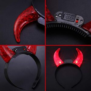 Halloween Devil Costume Red Light up LED Devil Headband Halloween Devil Costume Set Devil Tail Devil Fork