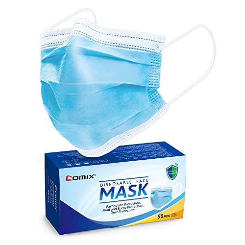 Comix Disposable Face-Masks with 3-Layer Adult Masks, L707 Pack of 50