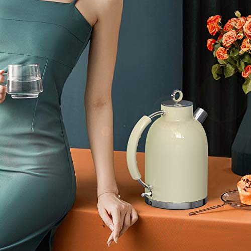 ASCOT Electric Kettle, Stainless Steel Electric Tea Kettle Gifts for Men/Women/Family 1.6L 1500W Retro Tea Heater & Hot Water Boiler, Auto Shut-Off and Boil-Dry Protection (Cream)