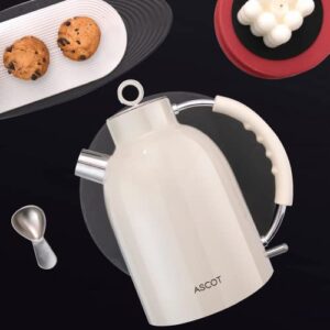 ASCOT Electric Kettle, Stainless Steel Electric Tea Kettle Gifts for Men/Women/Family 1.6L 1500W Retro Tea Heater & Hot Water Boiler, Auto Shut-Off and Boil-Dry Protection (Cream)