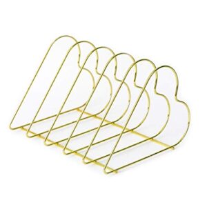 storage rack magazine rack newspaper rack book shelf bookend metal wire letter rack desk office room 26x21x16cm mumujin (color : gold)