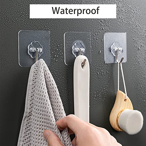 Cenland Wall Hooks 20lb(Max) Transparent Reusable Seamless Hooks,Waterproof and Oilproof,Bathroom Kitchen Heavy Duty Self Adhesive Utility Hooks (20 Pack)