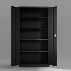 Storage Cabinet with Shelves Doors,Black Metal Storage Cabinet High Tall for Office Home Kitchen Garage Warehouse(72" H)