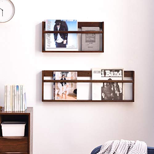 Wood Magazine Rack Wall Hanging Newspaper Holder Book Shelf Storage Rack Display Rack Bedroom Living Room 90X7X30CM MUMUJIN (Color : B)