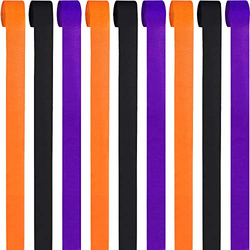 984 Feet Totally Crepe Paper Streamers Halloween Party Crepe Paper Roll Orange Purple Black Streamers for Halloween Decorations Party Supplies, 12 Rolls