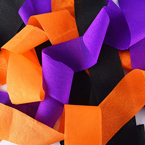 984 Feet Totally Crepe Paper Streamers Halloween Party Crepe Paper Roll Orange Purple Black Streamers for Halloween Decorations Party Supplies, 12 Rolls