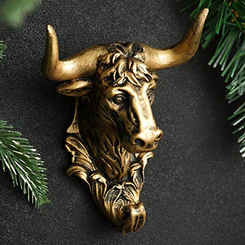 Bronze Bull Head Wall Hook Hanger - Animal Shape Rustic Bronze Decorative Wall Sculpture Cow Decor