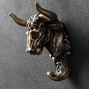 Bronze Bull Head Wall Hook Hanger - Animal Shape Rustic Bronze Decorative Wall Sculpture Cow Decor