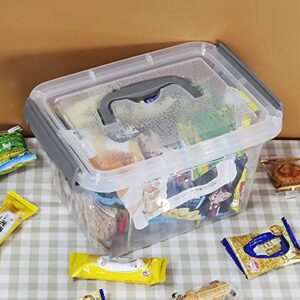 Waikhomes Set of 6 Plastic Storage Containers, Small Latching Storage Box with Handle (3 L)