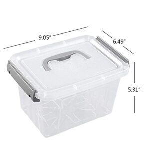 Waikhomes Set of 6 Plastic Storage Containers, Small Latching Storage Box with Handle (3 L)