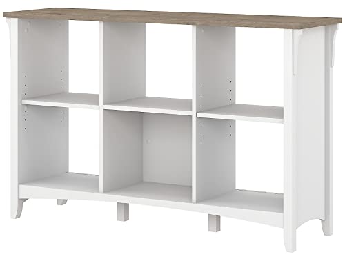 Bush Furniture Salinas 6 Cube Organizer, Pure White and Shiplap Gray