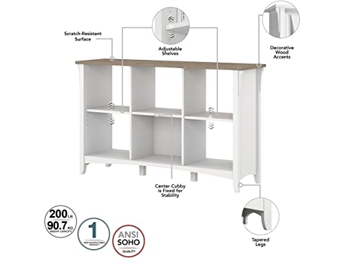 Bush Furniture Salinas 6 Cube Organizer, Pure White and Shiplap Gray