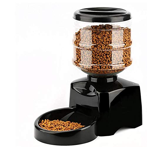 ZZK 5.5L Automatic Pet Feeder, Intelligent Automatic Feeder with Voice Message Recording and LCD Display, Large Intelligent Dog and Cat Food Bowl Dispenser,A