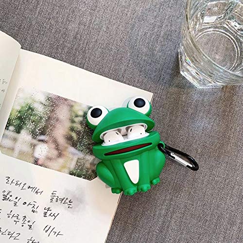 LKDEPO Silicone 3D Cartoon Airpods Case Keychain with Cute Cartoon Skin Design, Soft Silicone Protective Airpods Cover Compatible for Airpods 1/2 (Stylish Designer Designed for Boys and Girls) - Frog