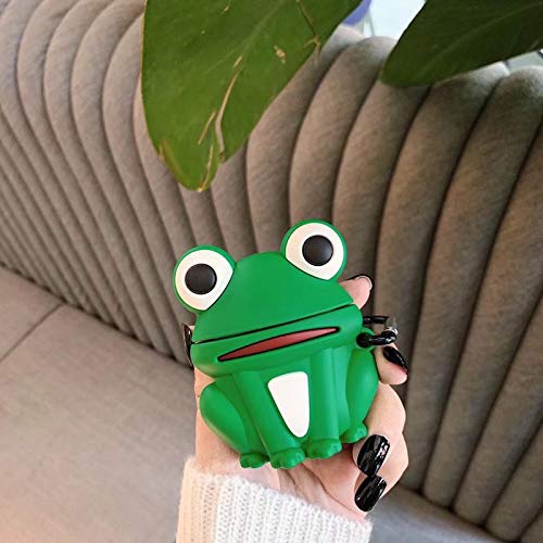 LKDEPO Silicone 3D Cartoon Airpods Case Keychain with Cute Cartoon Skin Design, Soft Silicone Protective Airpods Cover Compatible for Airpods 1/2 (Stylish Designer Designed for Boys and Girls) - Frog