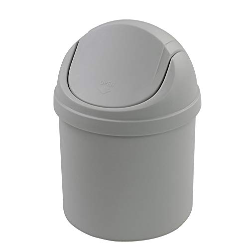 DynkoNA 2 L Mini Desktop Waste Bin, Countertop Garbage Can with Lid (Grey)