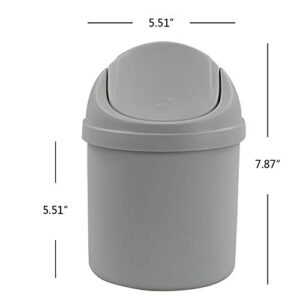 DynkoNA 2 L Mini Desktop Waste Bin, Countertop Garbage Can with Lid (Grey)