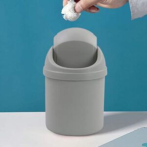 DynkoNA 2 L Mini Desktop Waste Bin, Countertop Garbage Can with Lid (Grey)