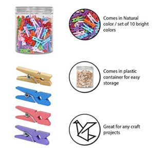 Mini Natural Wooden Clothespins, 320pcs, 1 Inch Photo Paper Peg Pin Craft Clips for Scrapbooking, Arts & Crafts, Hanging Photos 10 Colors (Multicolor)