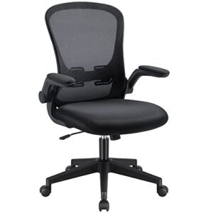 victone office chair ergonomic desk chair computer task mesh chair high back swivel rolling chair with lumbar support and flip-up armrest, black